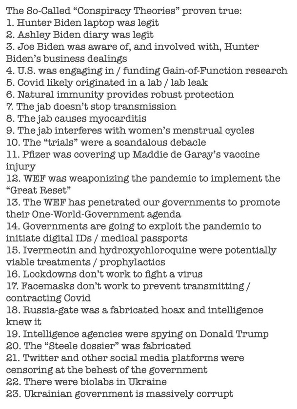 Shared post - Conspiracy theories that were proven true