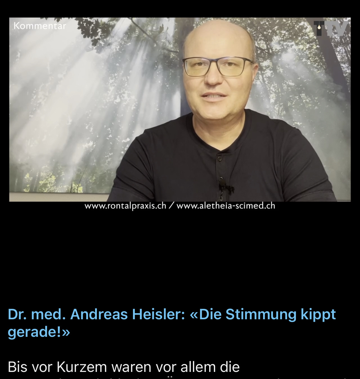 Shared post - Dr. med. Andreas Heisler: «Die Stimmung kippt ...